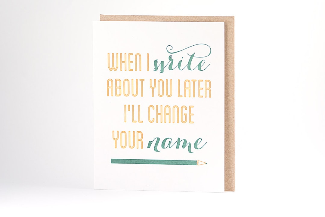 Write About You Later Letterpress Card - Etsy