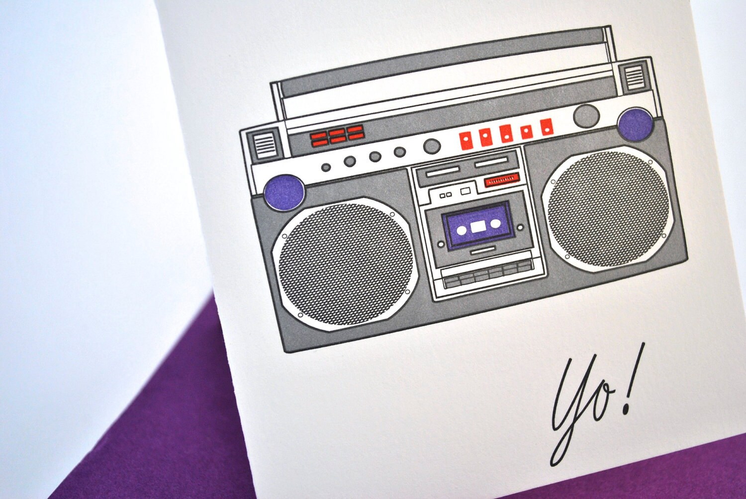 Boombox Letterpress Greeting Card - Etsy