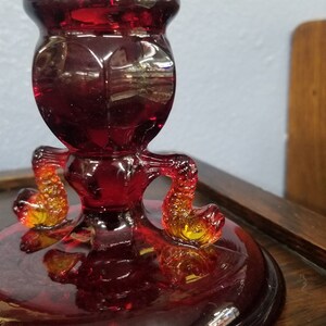 Fenton Dolphin Ruby Candlesticks - Etsy