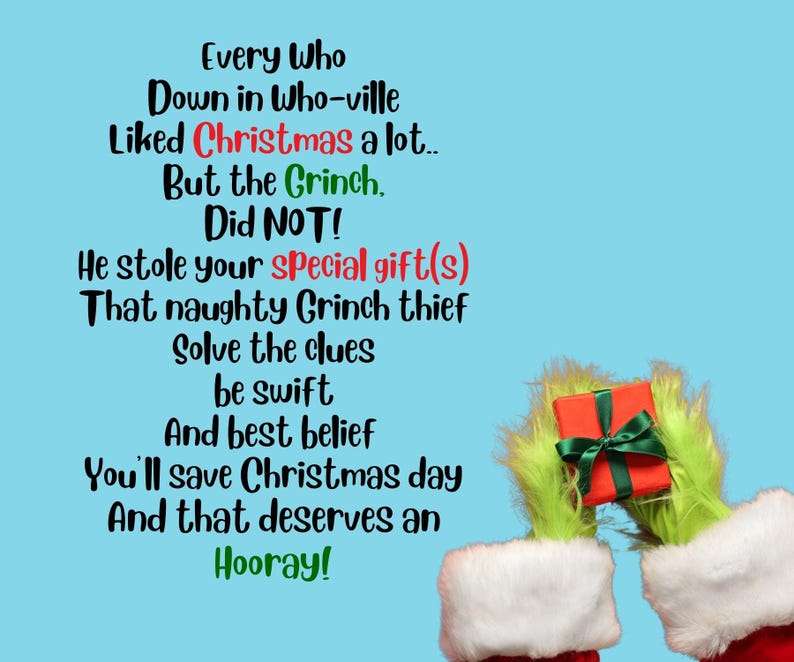 Grinch Christmas Scavenger Hunt! - Etsy