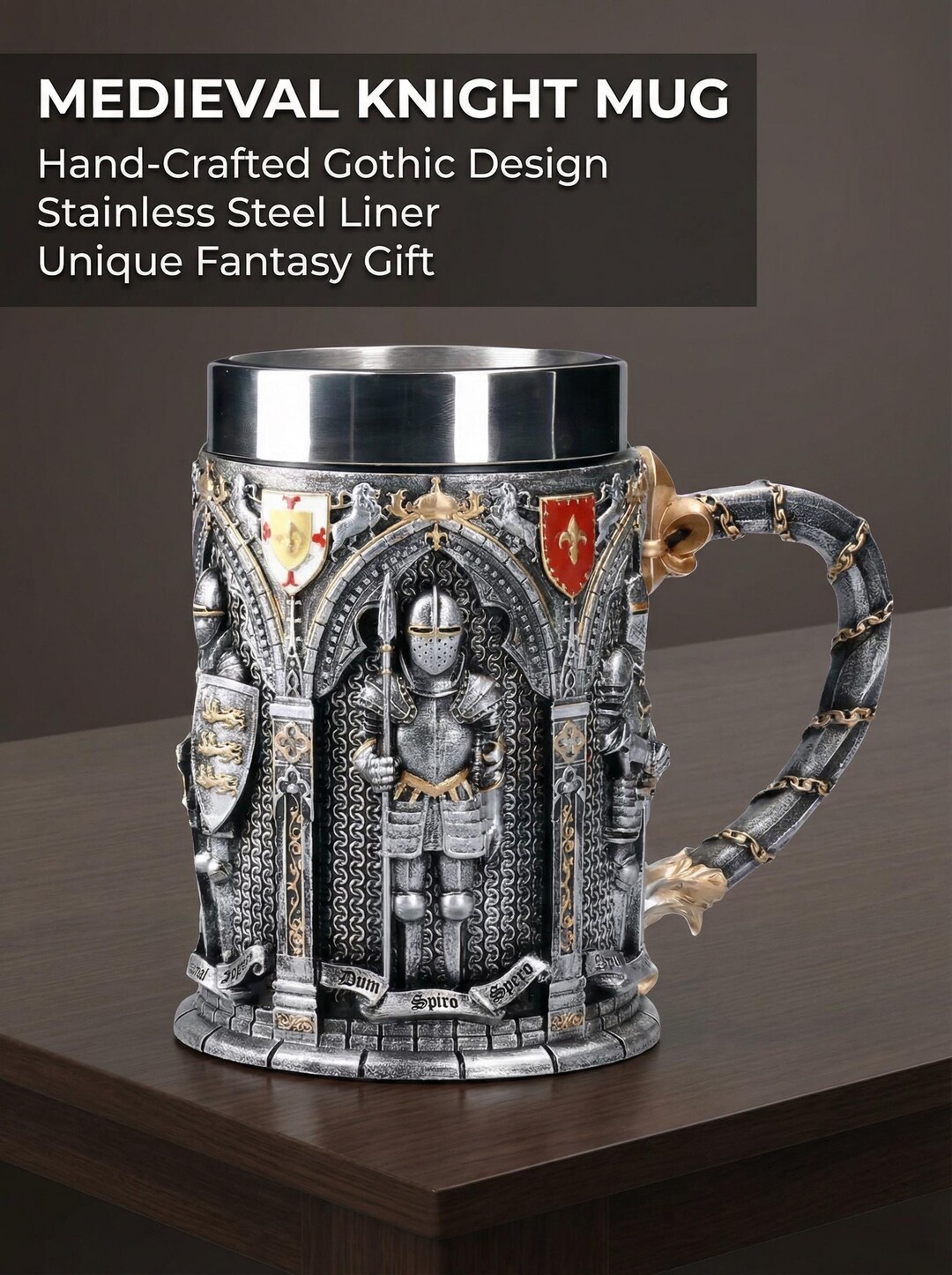Medieval Knight Beer Stein Mug, 3D Gothic Royal Guard Tankard ...