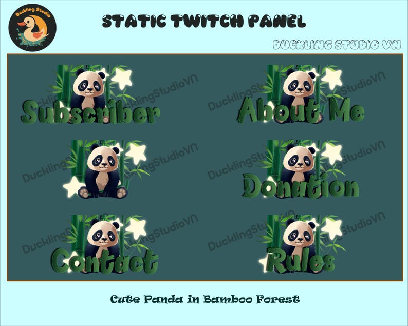 Cute Panda in Bamboo Forest Animated Twitch Stream Bundle, Cute Panda ...
