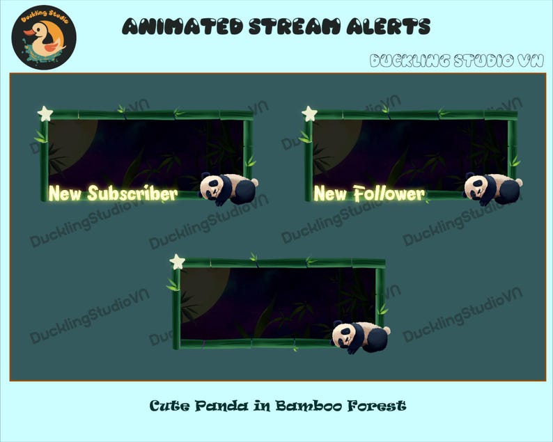 Cute Panda in Bamboo Forest Animated Twitch Stream Bundle, Cute Panda ...