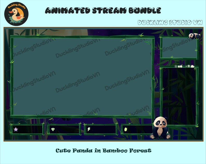 Cute Panda in Bamboo Forest Animated Twitch Stream Bundle, Cute Panda ...