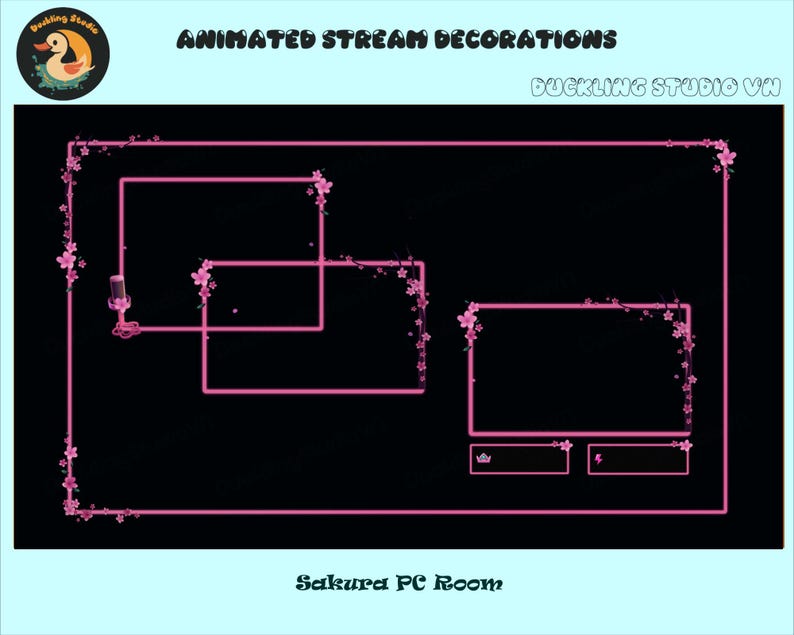 Pink Sakura Animated Twitch Camera Frames, Pink Sakura Stream Camera ...