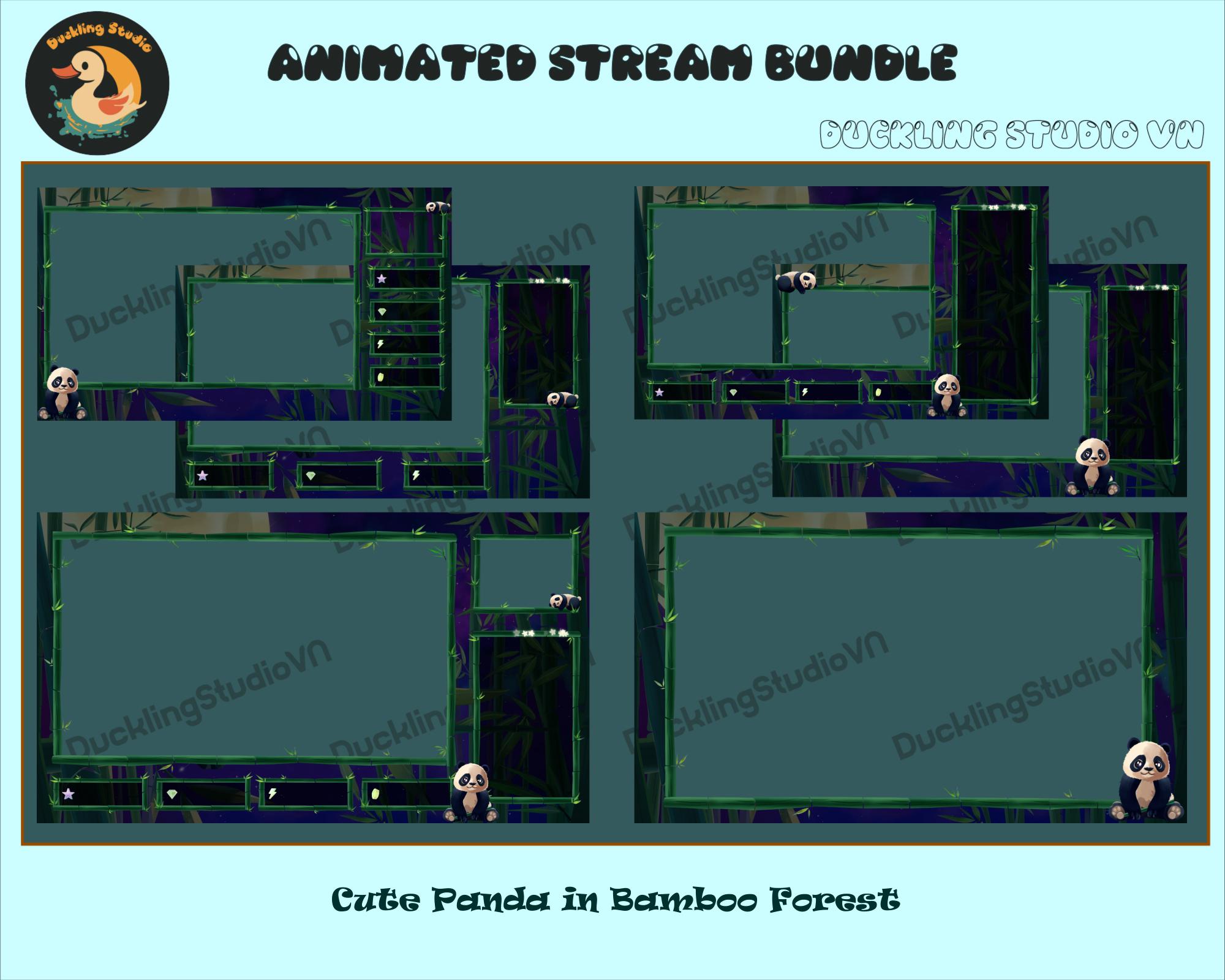 Cute Panda in Bamboo Forest Animated Twitch Stream Bundle, Cute Panda ...