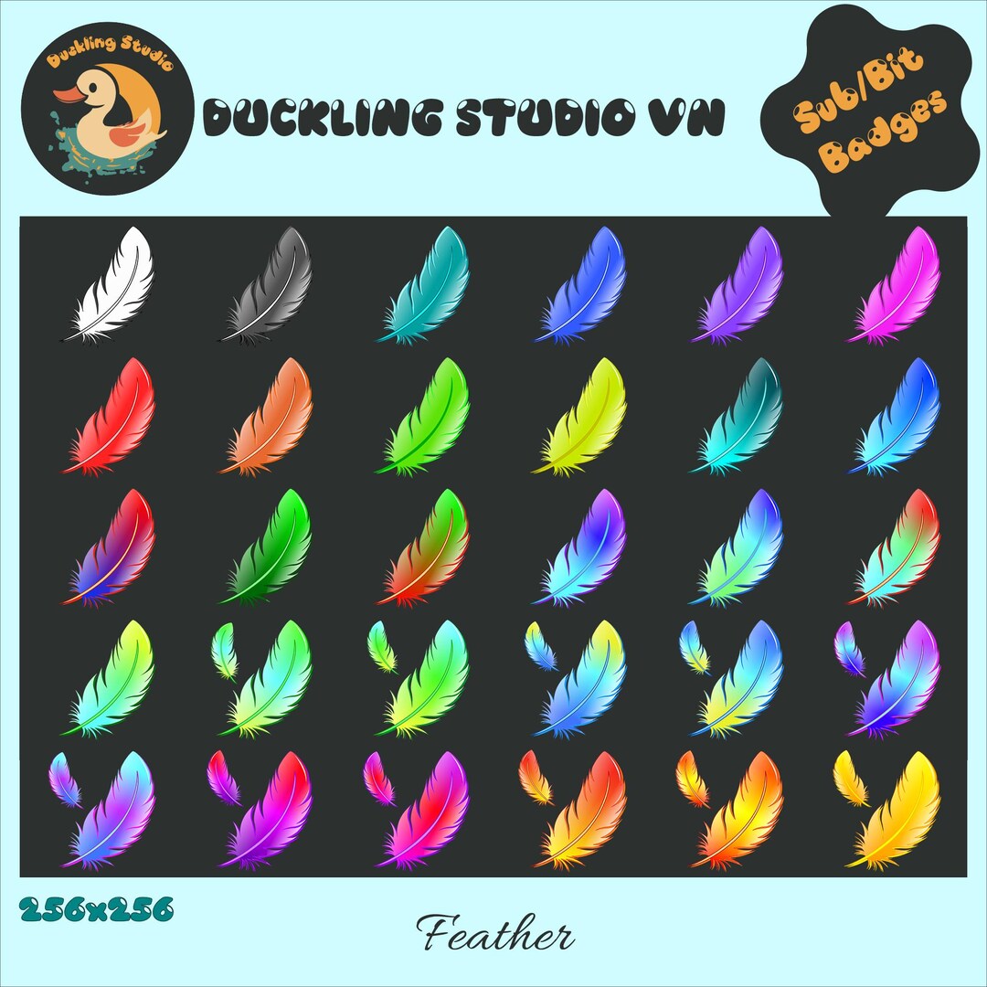 Feather Twitch Sub Badges, Feather Twitch Bit Badges, Feather Channel ...