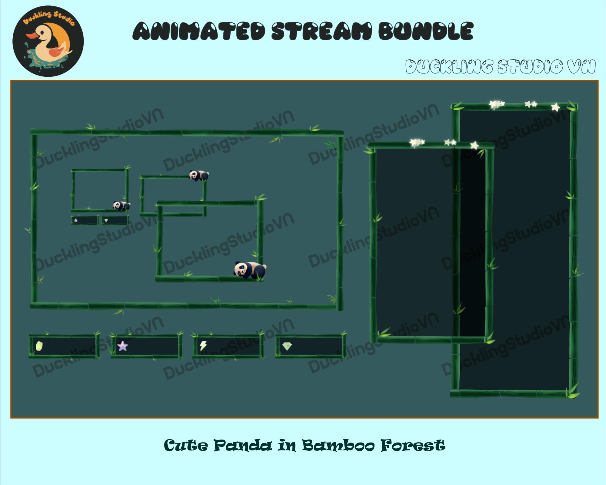 Cute Panda in Bamboo Forest Animated Twitch Stream Bundle, Cute Panda ...