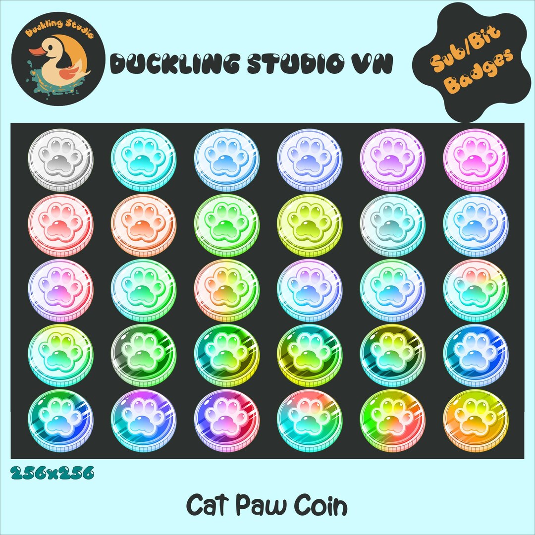 Cat Paw Coin Twitch Sub Badges, Cute Jelly Cat Paw Coin Twitch Bit ...