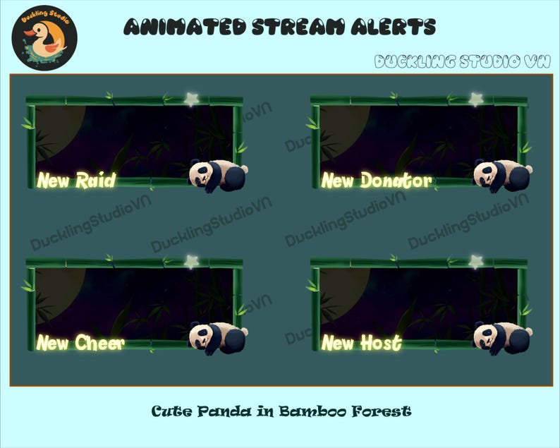 Cute Panda in Bamboo Forest Animated Twitch Stream Bundle, Cute Panda ...