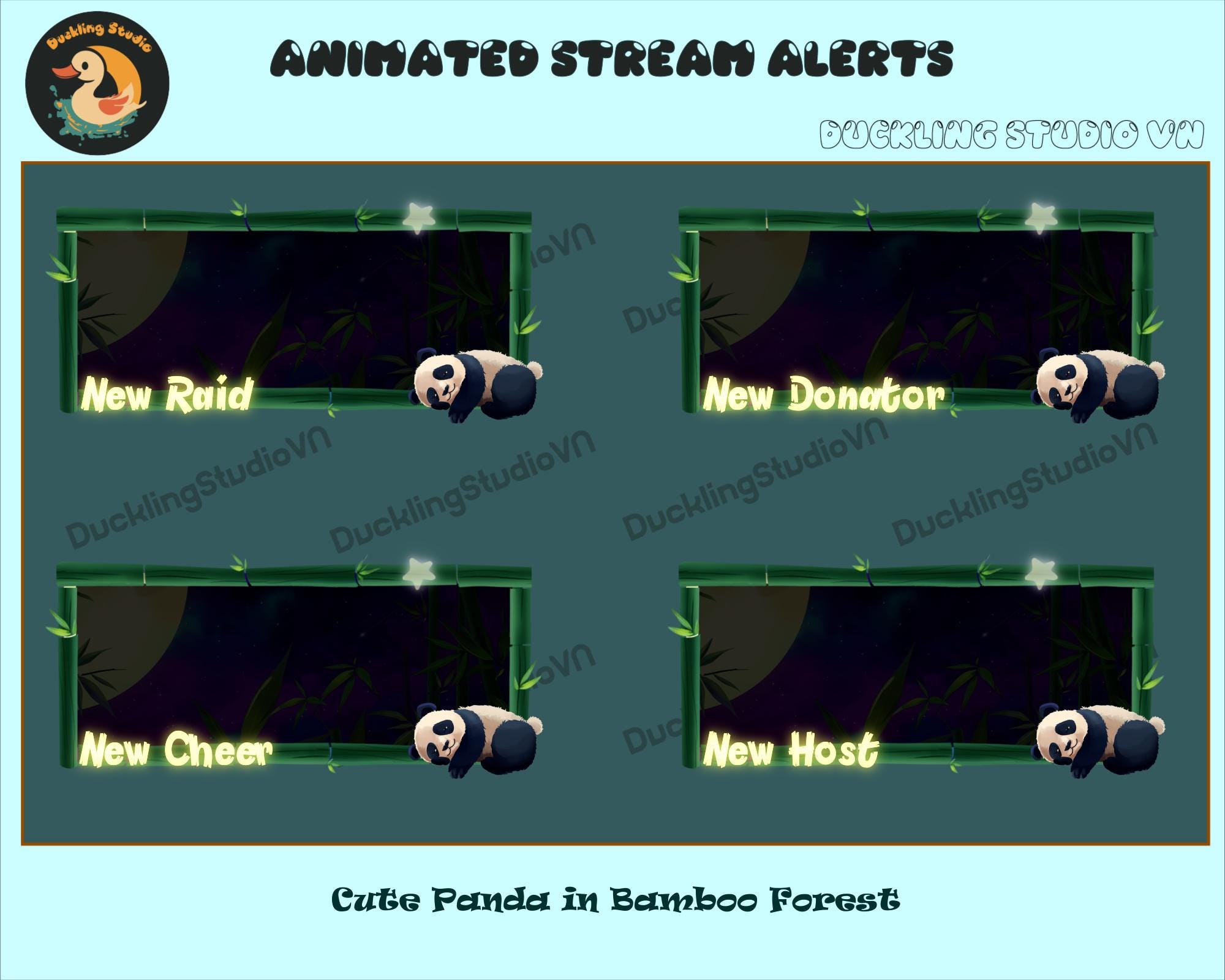 Cute Panda in Bamboo Forest Animated Twitch Stream Bundle, Cute Panda ...