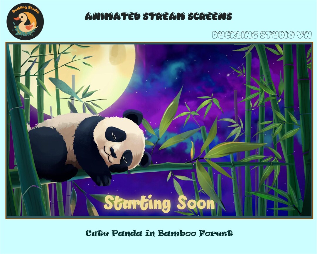 Cute Panda in Bamboo Forest Animated Twitch Stream Overlays, Cute Panda ...