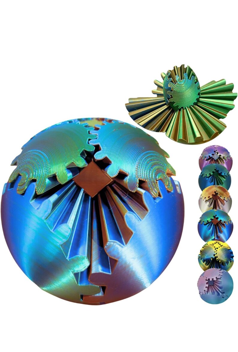 Gear Ball, 4.2in 3D Printed Gear Ball Spin Ball Cube Fidget Toys, Gear ...