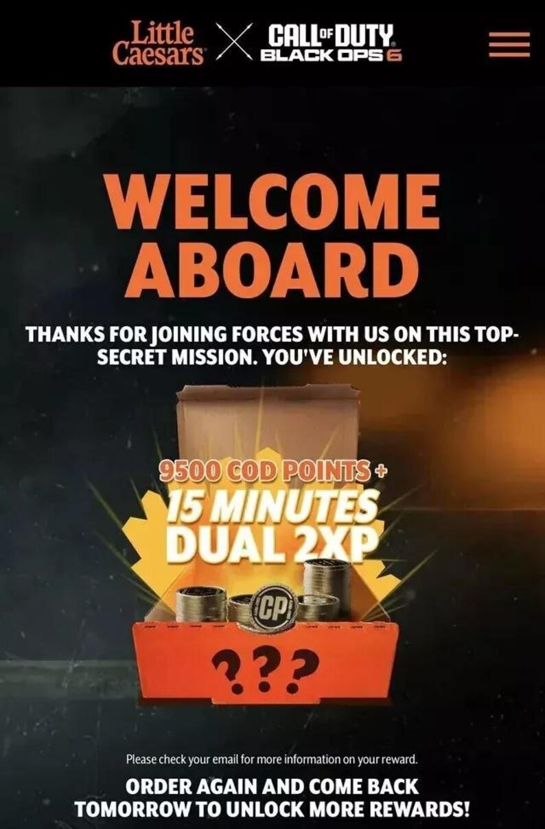 Recibo de Little Caesars de Call Of Duty Black Ops 6 (BO6) ¡Compre 5 y ...