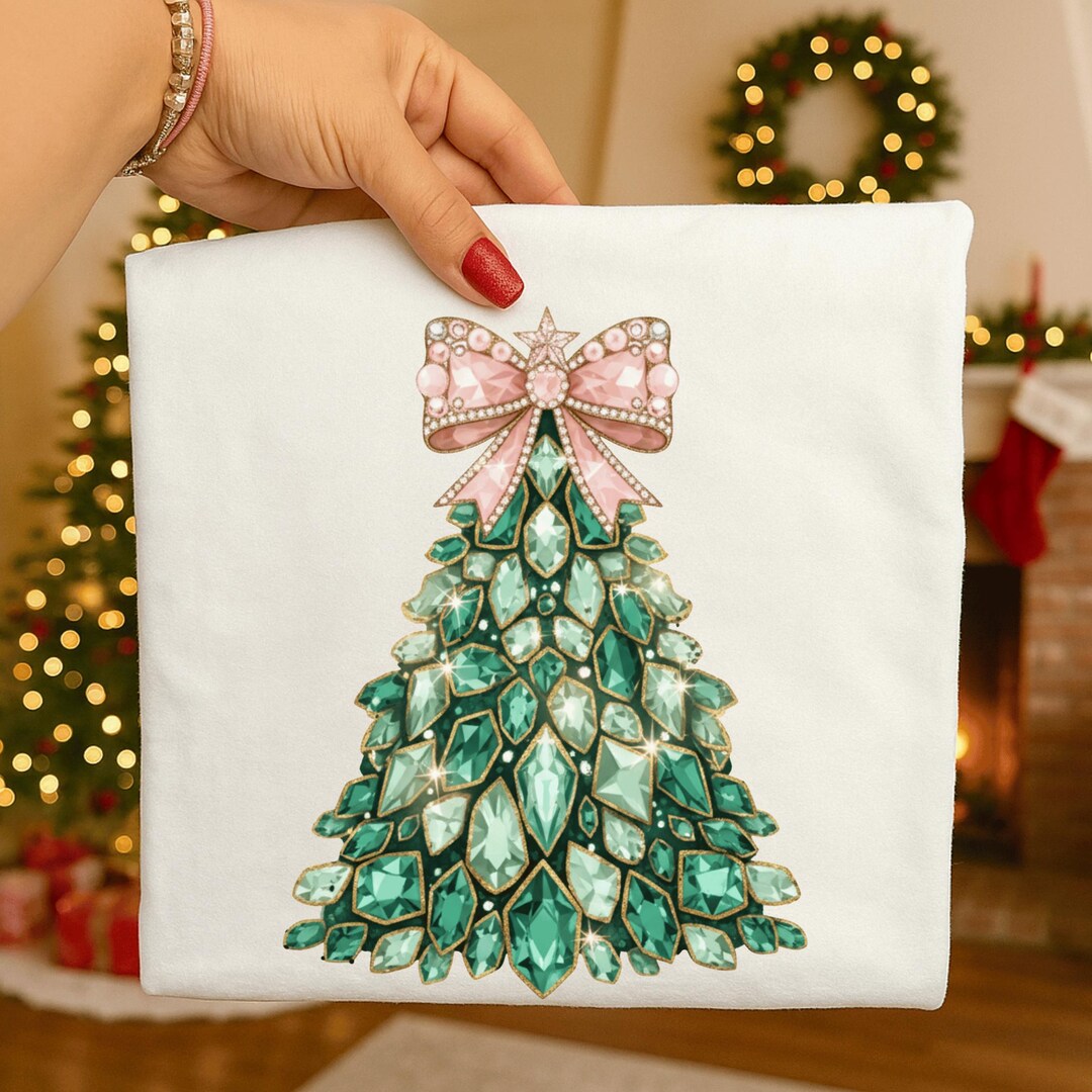Coquette Rhinestone Christmas Tree PNG, Crystal Mosaic Bling Tree ...