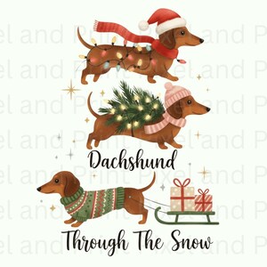 Dachshund Through the Snow PNG, Cute Christmas Wiener Dog Clipart ...