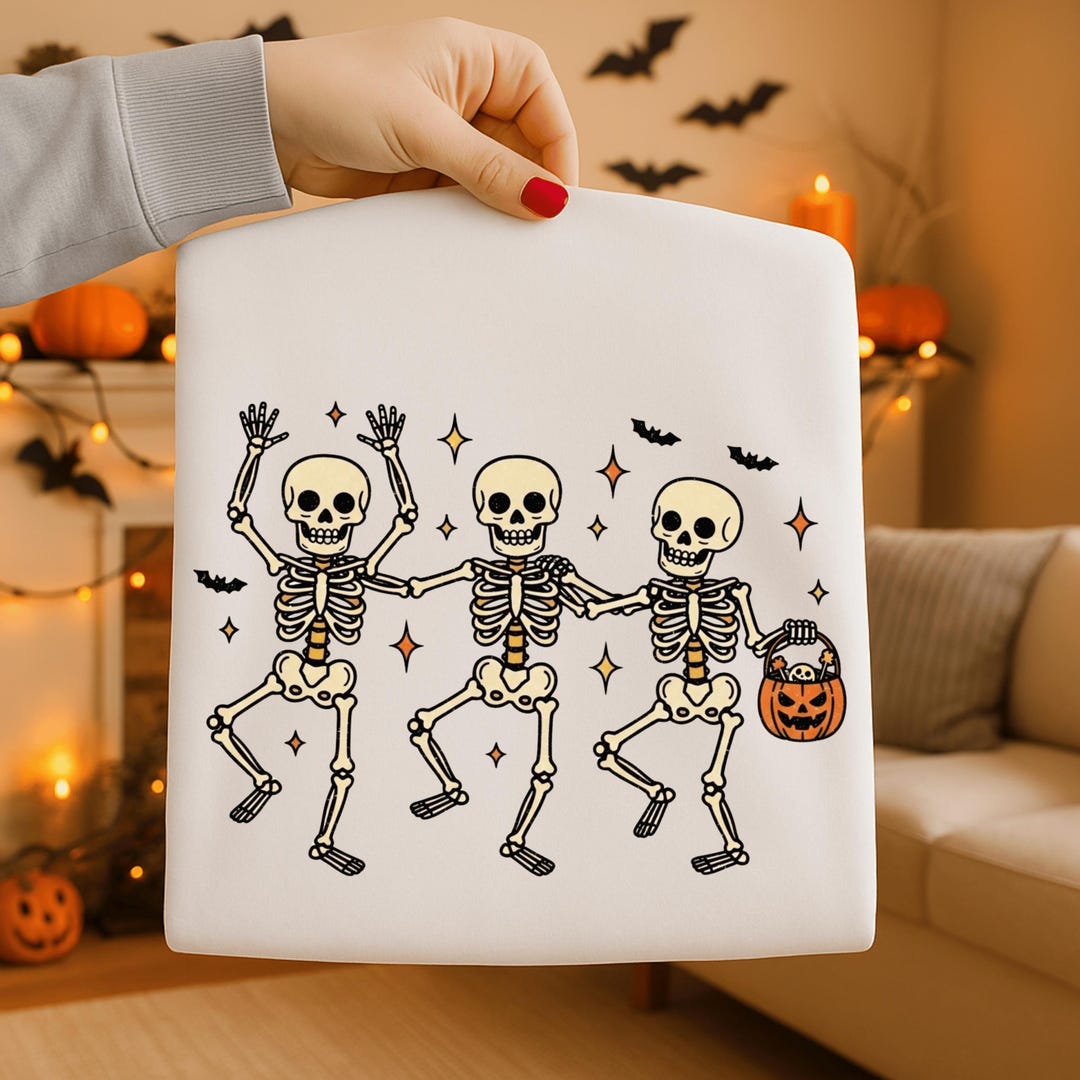 Dancing Skeleton Trio PNG, Retro Halloween Skeleton Clipart, Funny ...