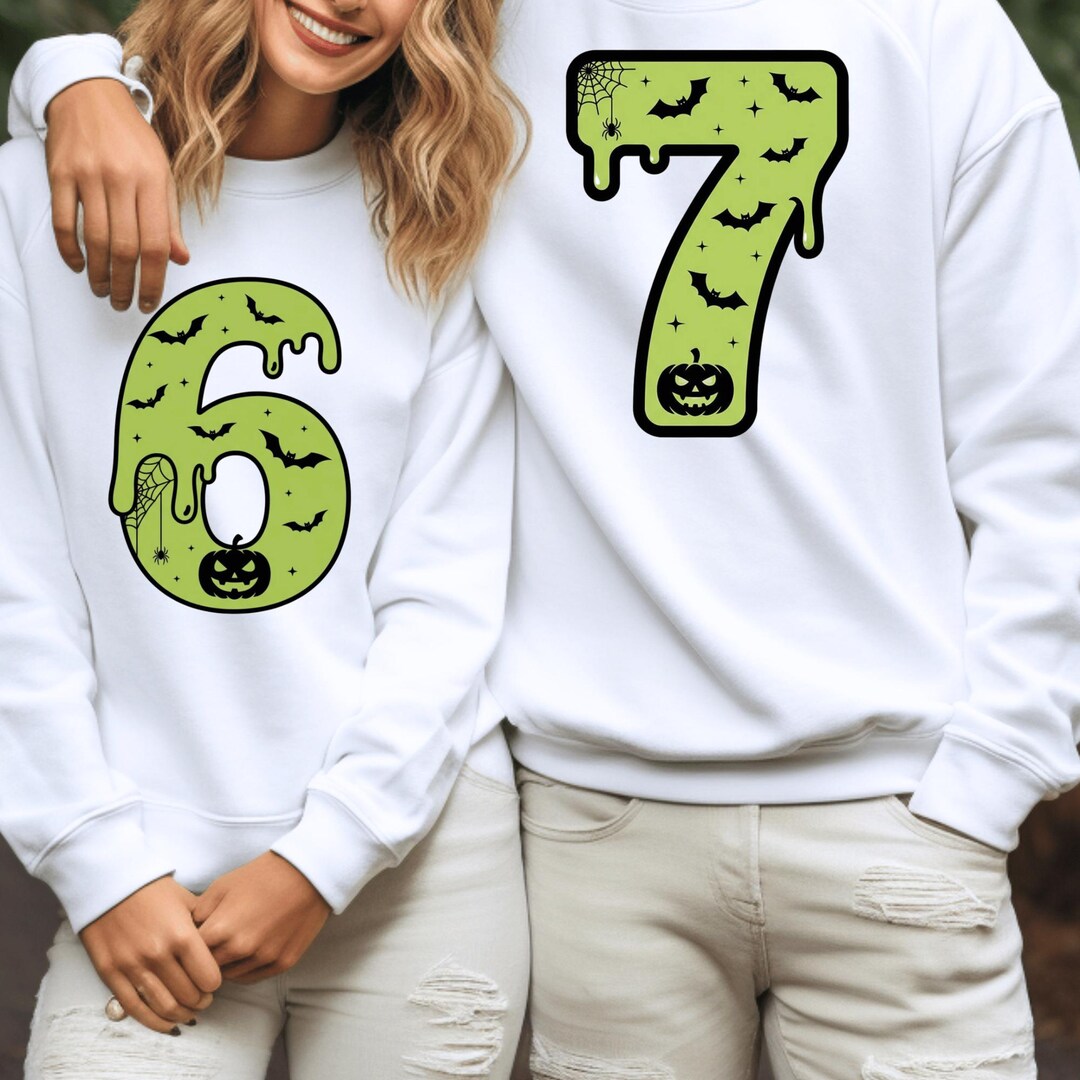 6 7 PNG Bundle, Drippy Halloween Numbers PNG, Slime Green Halloween ...