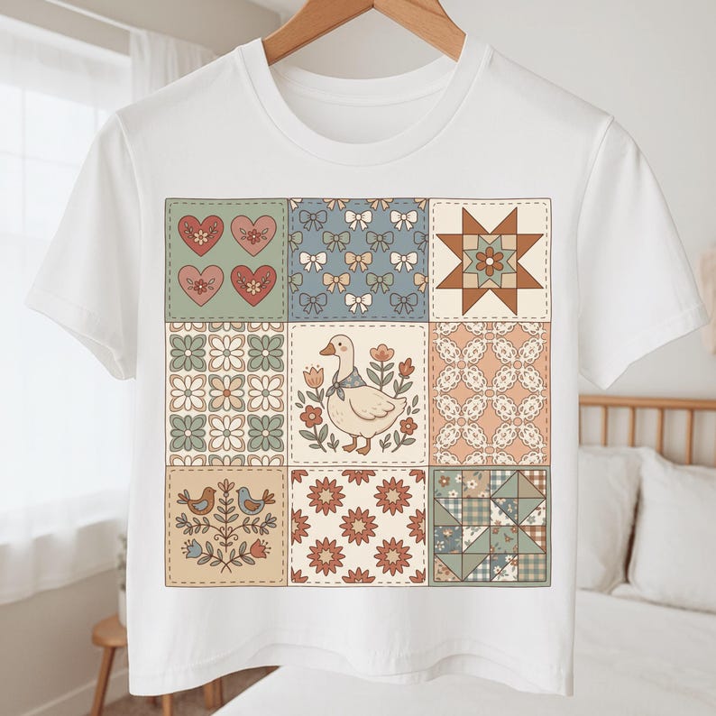 Vintage Goose PNG, Granny Core Quilt Design, Cottagecore Goose Graphic ...