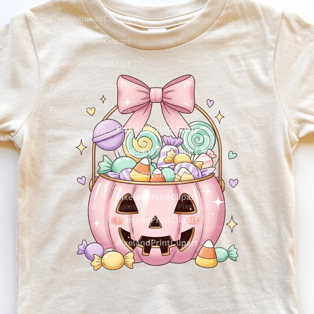 Pastel Candy Bucket PNG, Coquette Halloween Clipart, Cute Pastel Trick ...