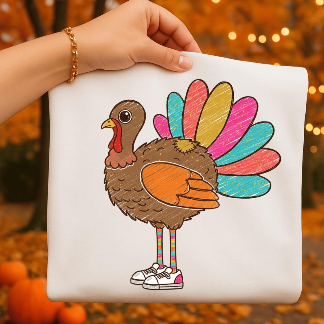 Scribble Crayon Turkey PNG, Doodle Turkey With Striped Legs & Sneakers ...