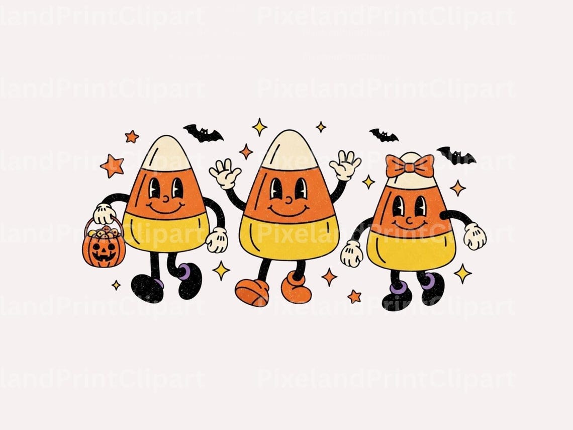 Retro Candy Corn PNG, Cute Halloween Candy Corn Characters Clipart ...