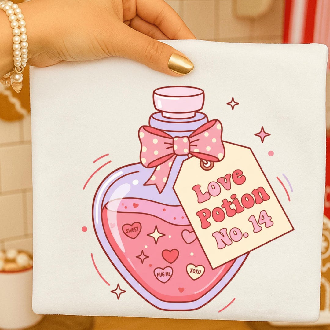 Love Potion No. 14 PNG, Valentine Potion Bottle Clipart, Retro Pink ...