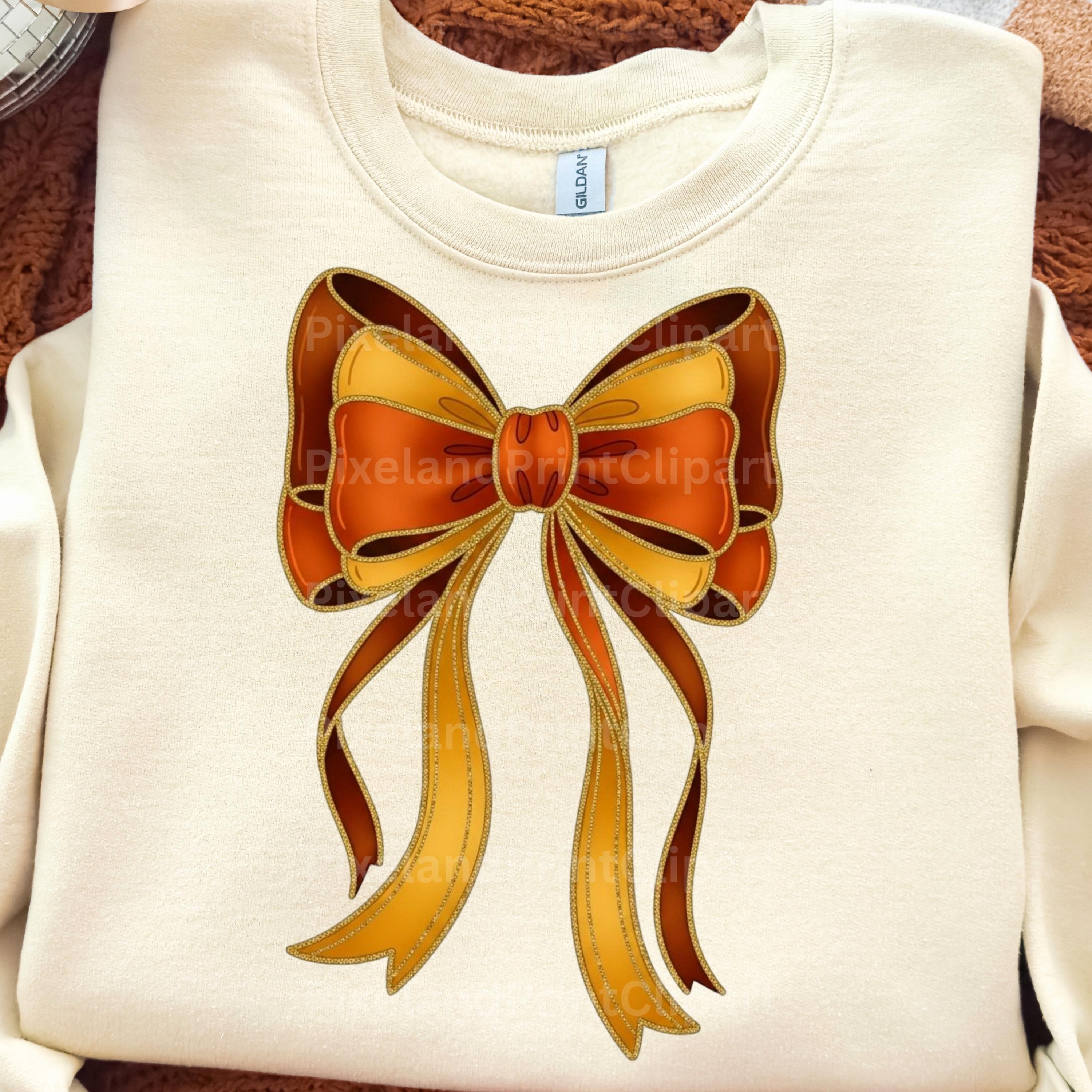 Fall Bow PNG, Autumn Ribbon Clipart, Rustic Orange Coquette Bow ...