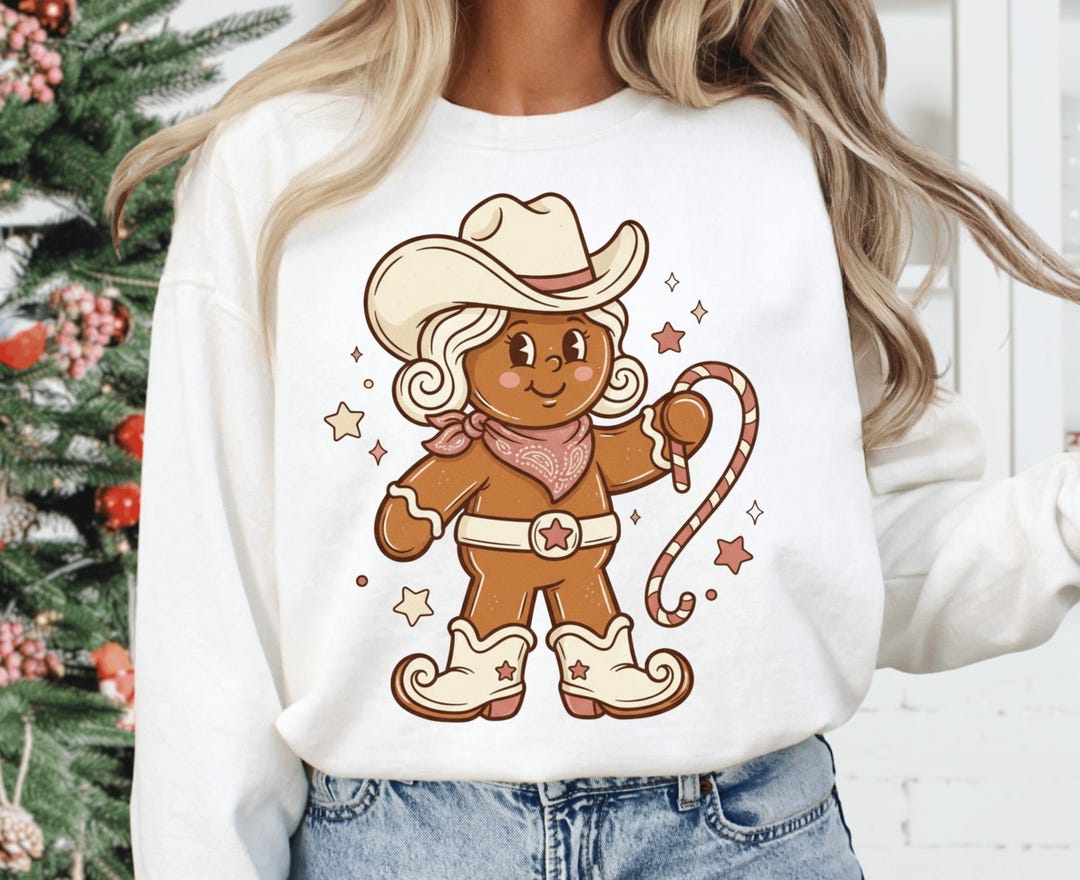 Gingerbread Cowgirl PNG, Retro Christmas Cookie PNG, Western Holiday ...