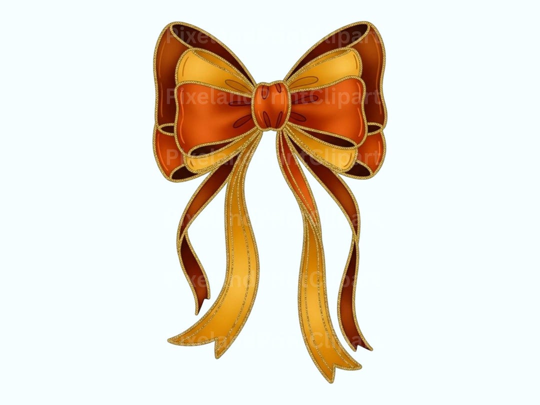 Fall Bow PNG, Autumn Ribbon Clipart, Rustic Orange Coquette Bow ...