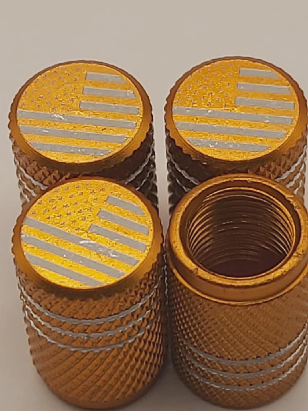 Set of 4 Orange American Flag Tire Valve Stem Caps Car, Standard ...