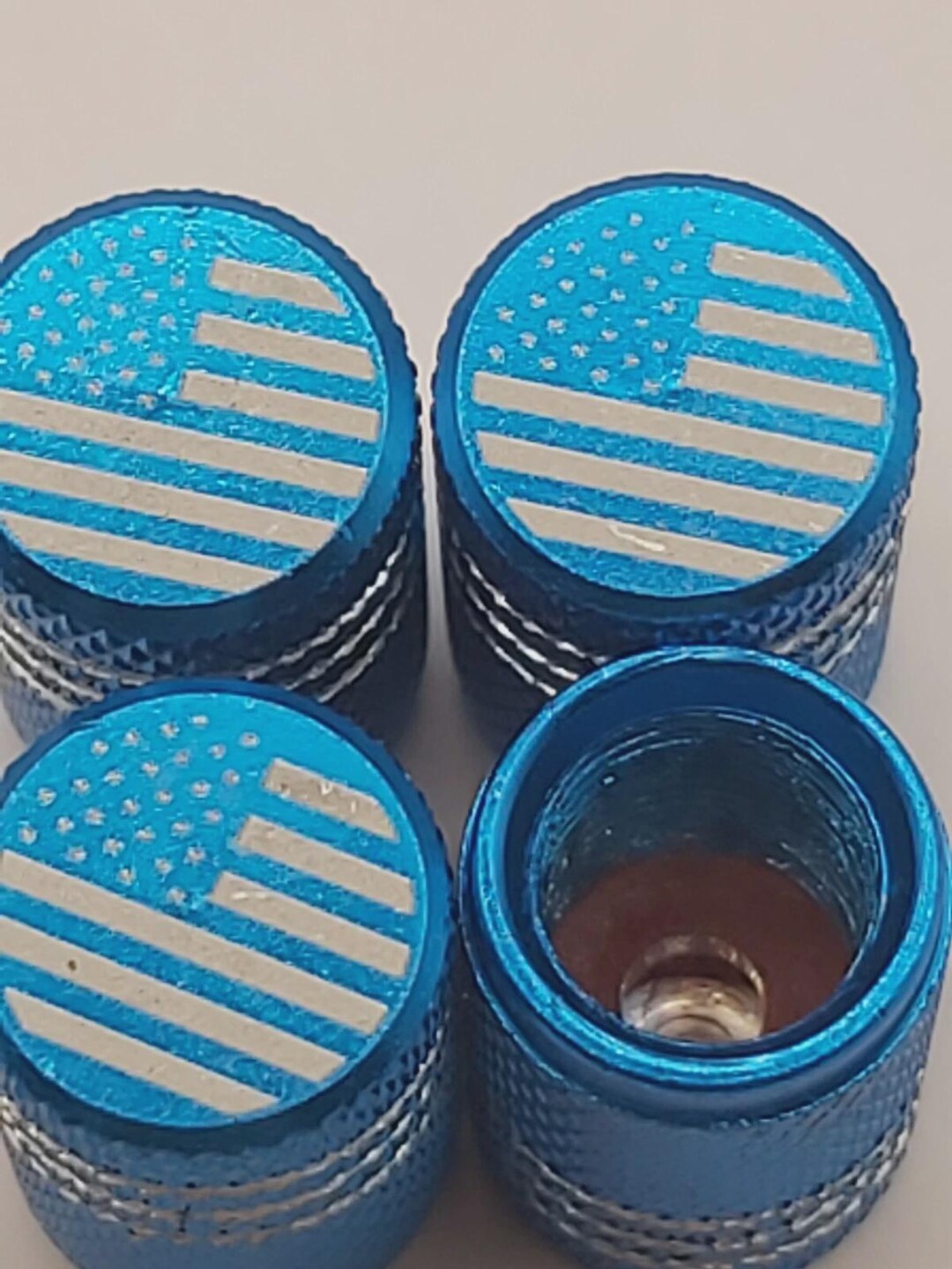 Sky Blue American Flag Aluminum Tire Valve Stem Caps, Set of 4 - Etsy