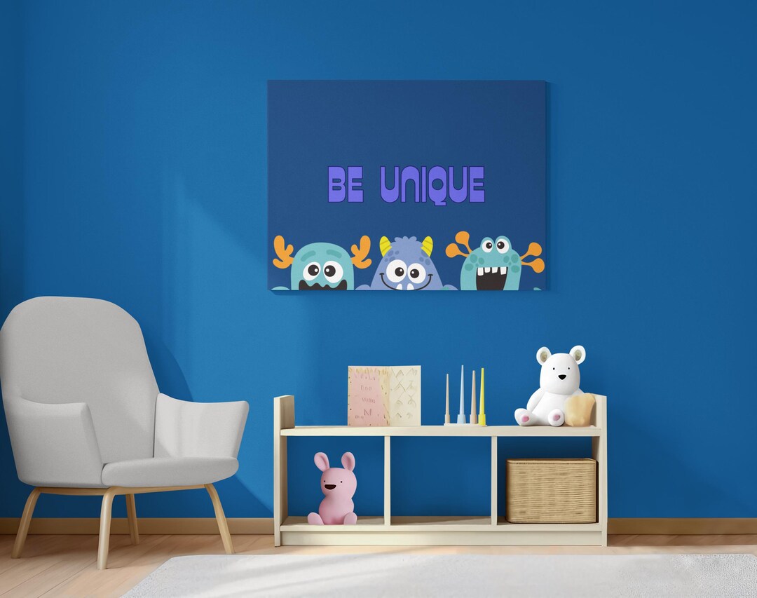 Cute Monster Poster, Digital Download, Kids Room Decor, BE UNIQUE Wall ...