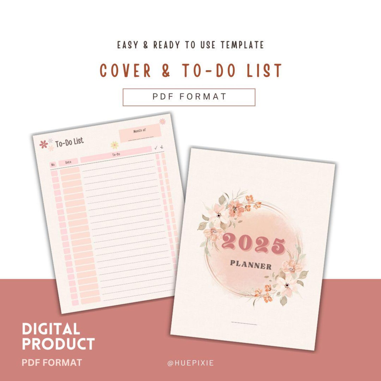 Yearly, Monthly and Weekly Planner Editable and Fillable PDF File ...