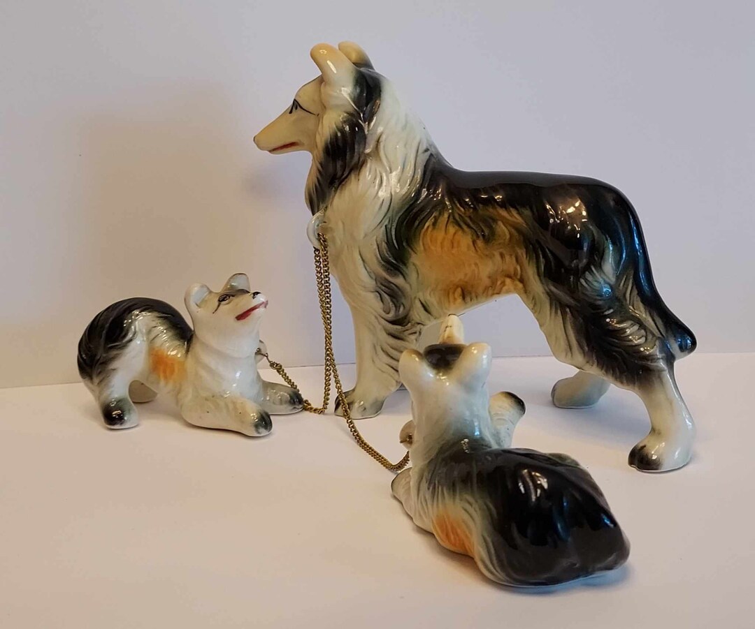 Vintage Ceramic Collie Family Figurine, Japan, 1950s-60s - Etsy