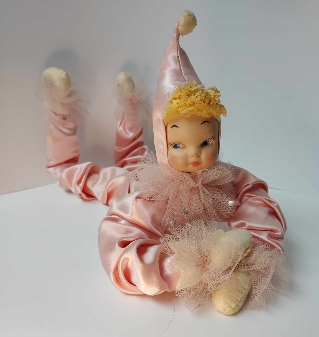 1950's Pink Pixie Pierrot Clown Doll Hand Made Boudoir Shelf or Bed Sitter - Etsy