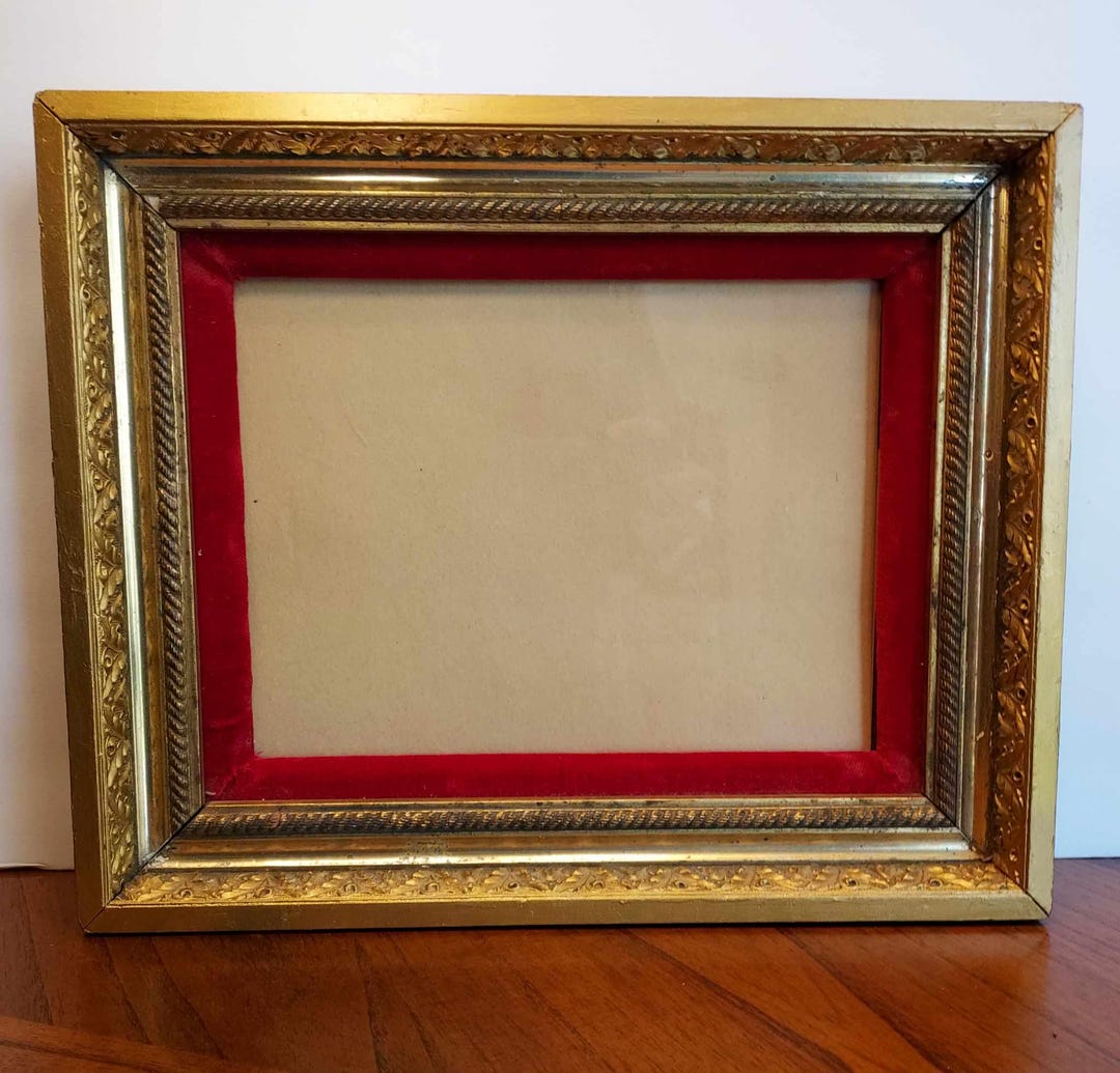 Victorian Gilt Wood Relief Frame With Red Velvet Slip Liner 10 3/8 X 12 ...