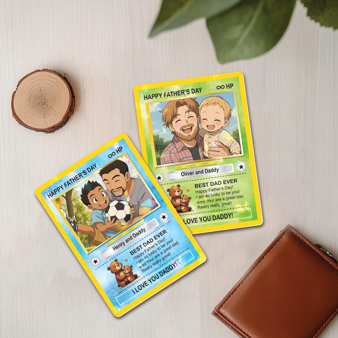 Custom Father's Day Trading Card for Gamer Dad, Anime-inspired Photo ...
