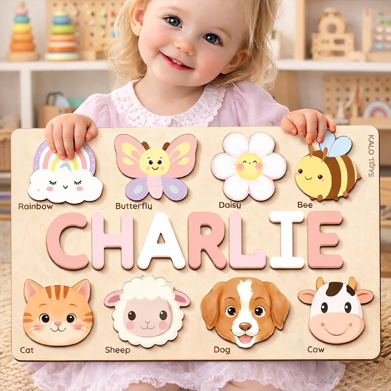 Personalized Name Puzzle, First Birthday Girl Gift, Toddler Toy, New ...