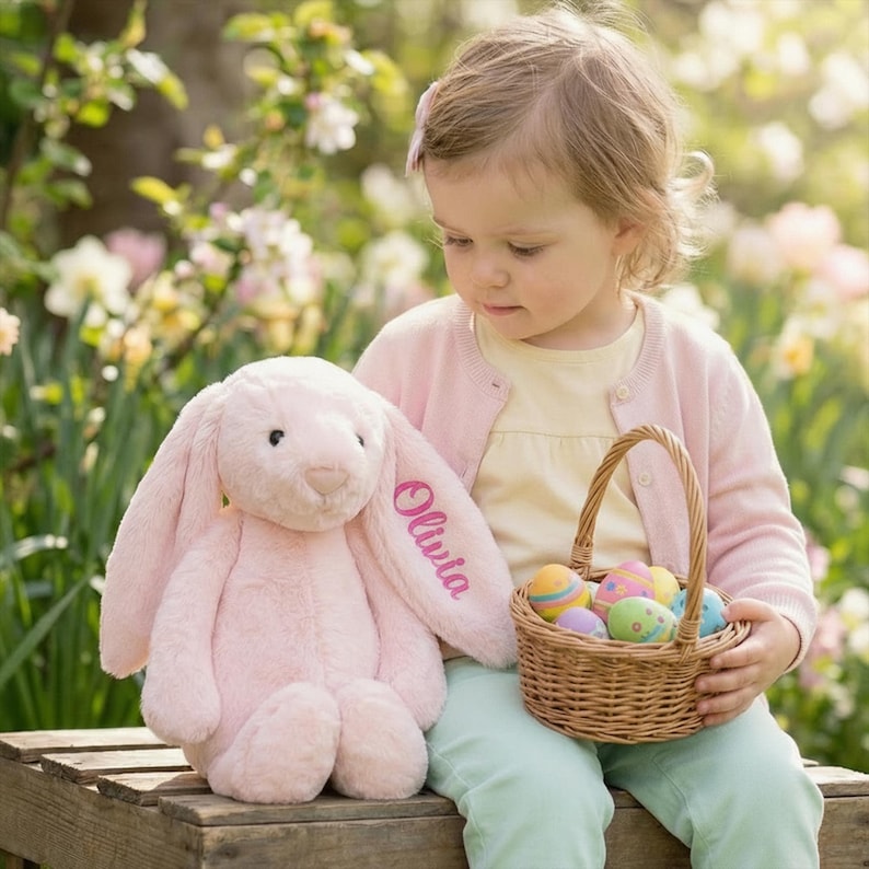 Personalized Embroidered Bunny Plush Toy, Custom Name Rabbit Stuffed ...