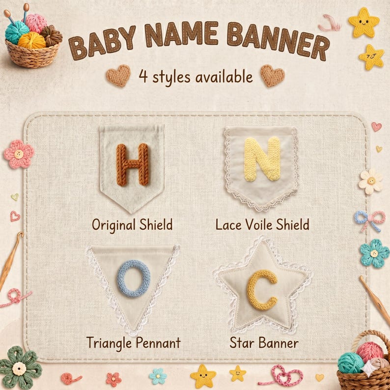 Custom Baby Name Banner, Newborn Baby Shower Gift, Yarn Letter Canvas ...