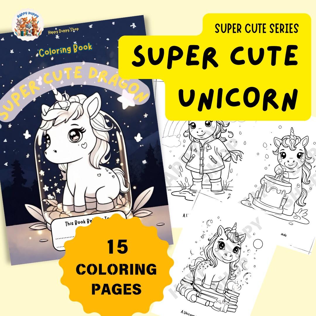 Super Cute Unicorn: A Digital Coloring Book for Kids Kids Coloring Book ...