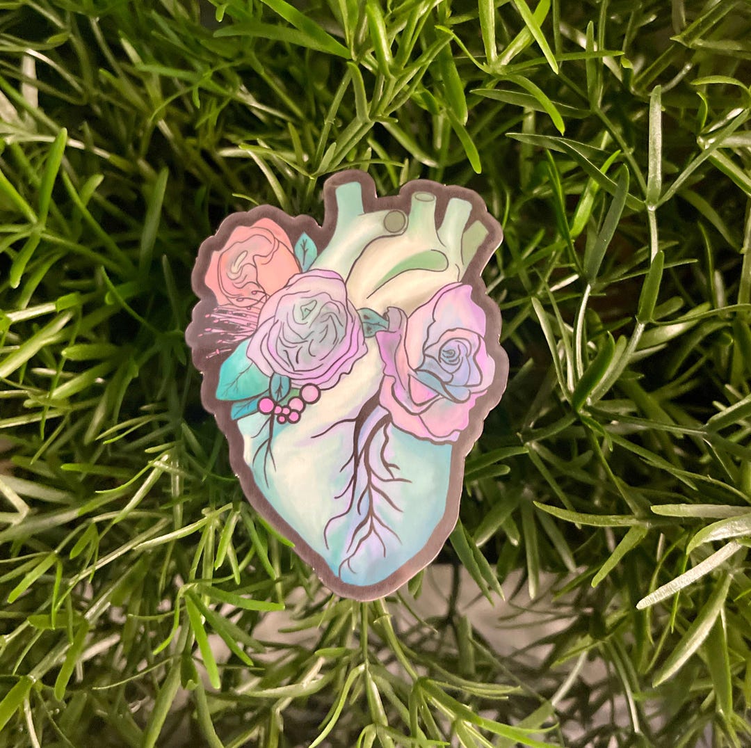 Medical Student - Floral Anatomical Heart Sticker - Etsy