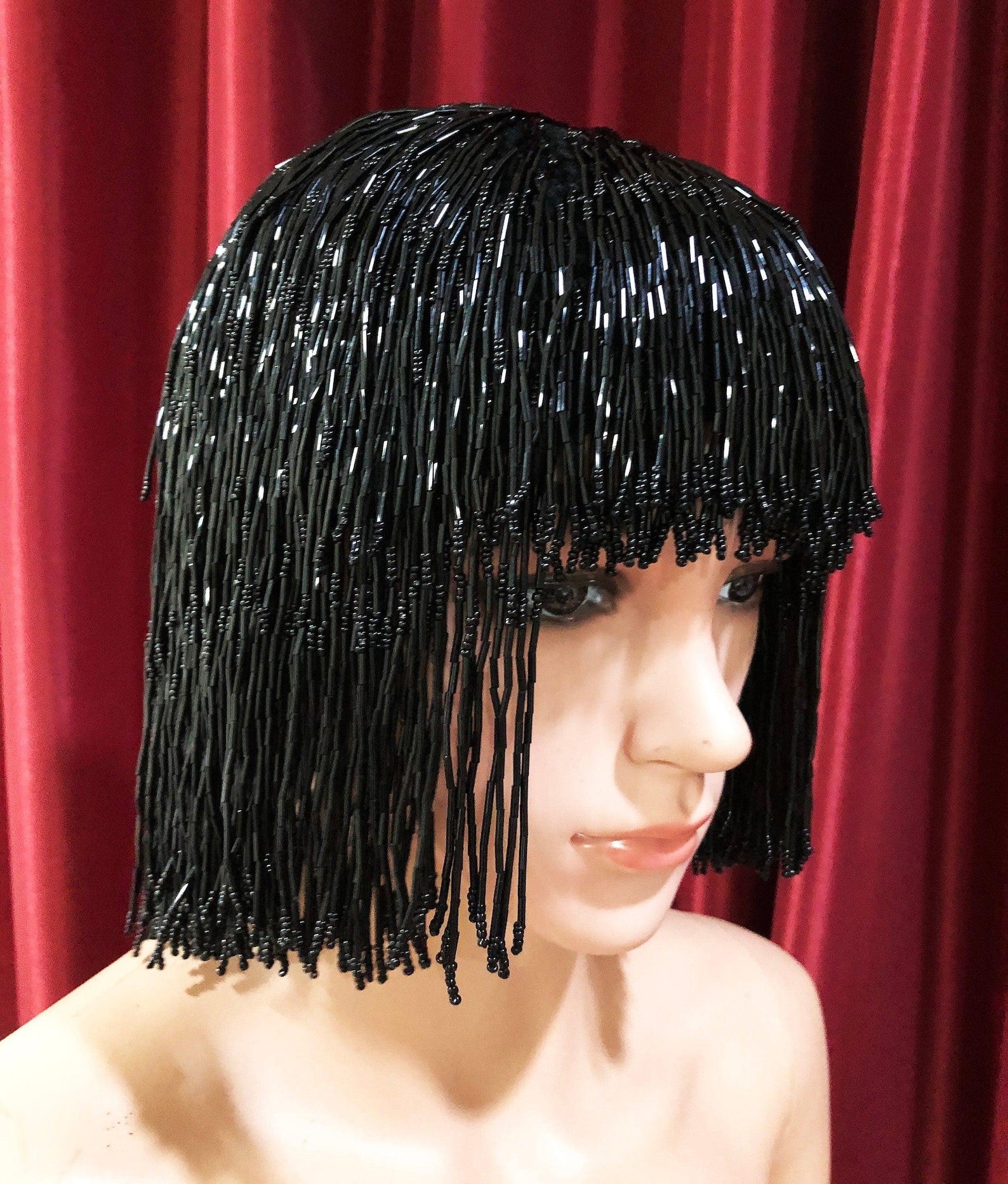 Da Neena Wig Bead Fancy Cher Showgirl Bob Bang Short Hair Beaded Wig - Etsy