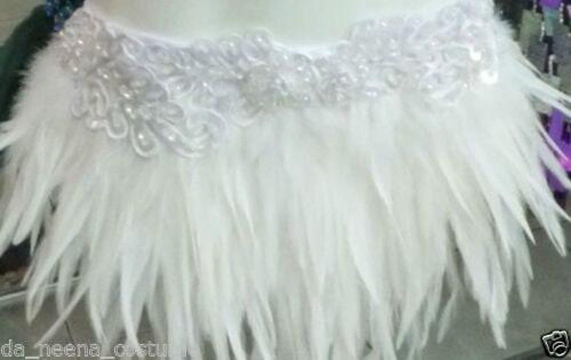 Evita Ftrw Feather Dance Drag Bra Skirt Bra Belt White Swan Costume Set ...