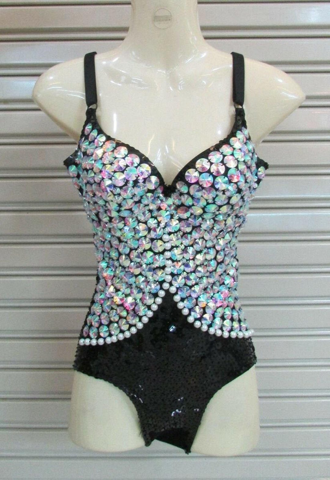 Da Neena L038a Crystal Burlesque Leotard Madonna Costume Bodysuit Xs-xl ...