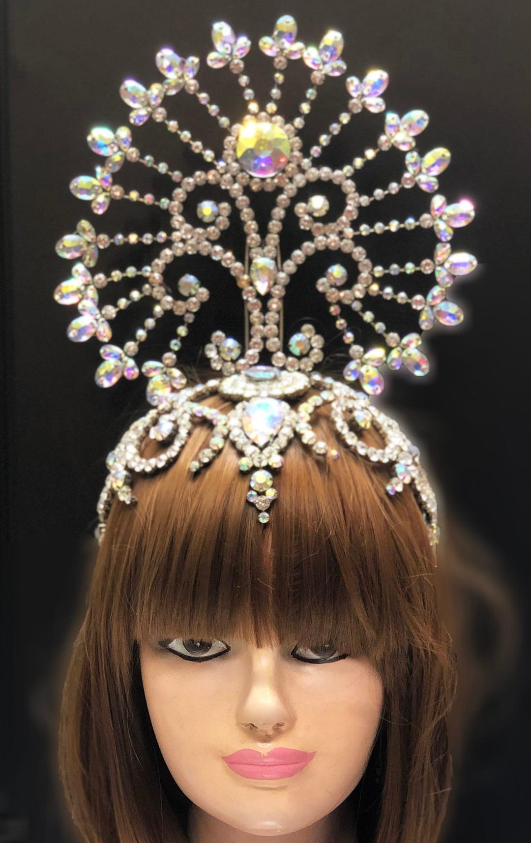 Daneena J966 Flowers of Ballon Showgirl Pageant Samba Crystal Headdress ...
