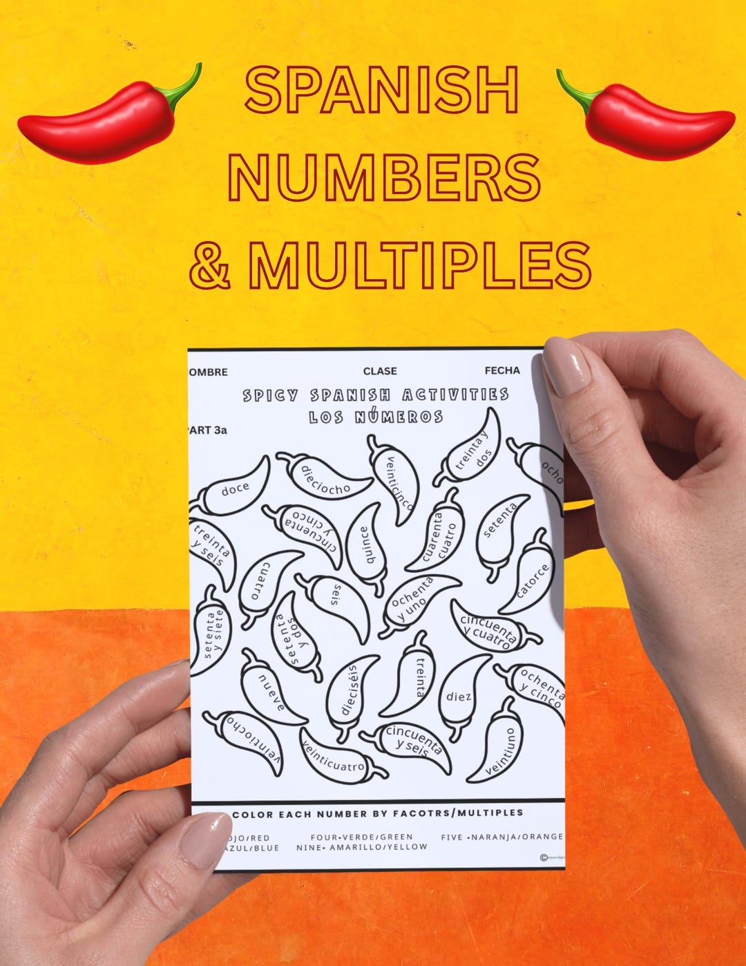 Numbers in Spanish Color by Multiple Worksheet - Etsy