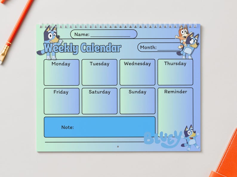 Bluey Weekly Planner Printable PNG & SVG File - Etsy Australia