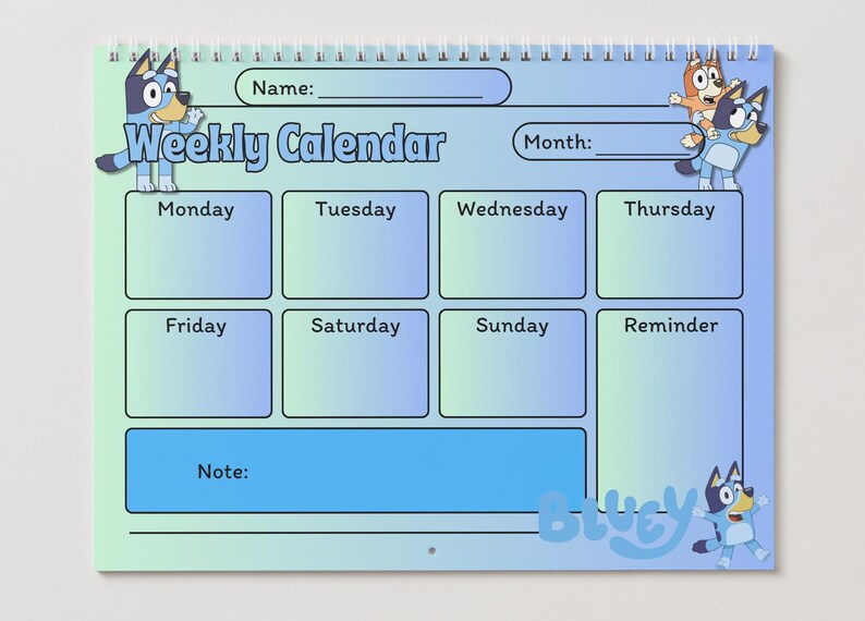 Bluey Weekly Planner Printable PNG & SVG File - Etsy Australia